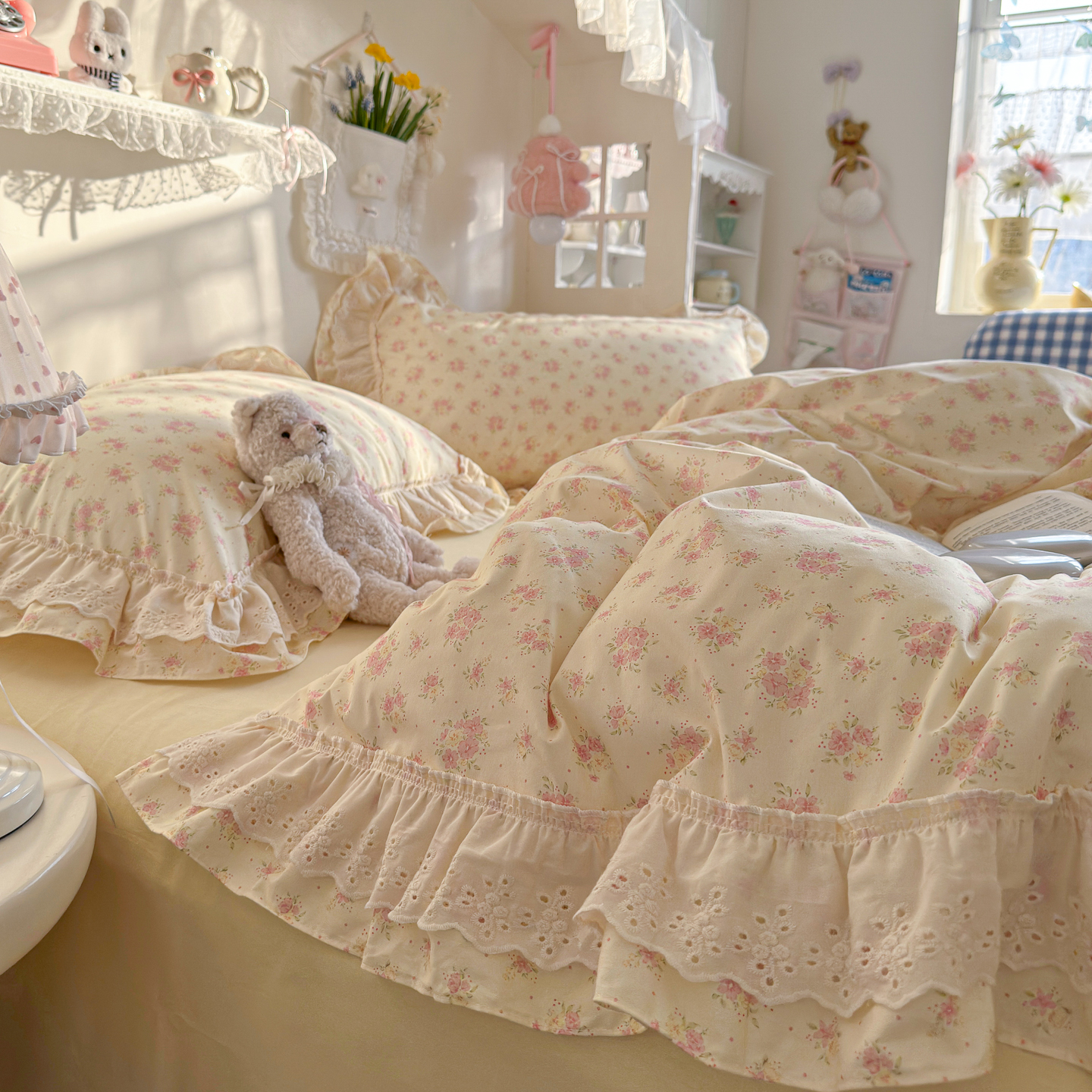 2026新款全棉数码印花小碎花花边款三件套四件套INS小红书博主风（提供买家秀）-找家纺-就上找家纺网