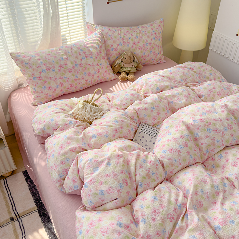 2025新品云感木棉皱皱纱四件套跑量款双层纱-找家纺-就上找家纺网