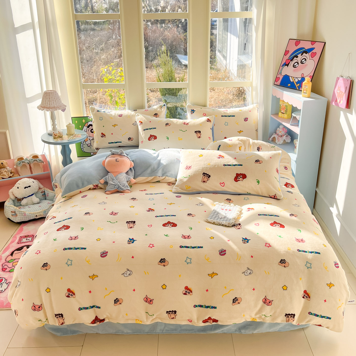 2026新款A类蜡笔小新正版授权卡通加厚高克重牛奶绒系列四件套-找家纺-就上找家纺网